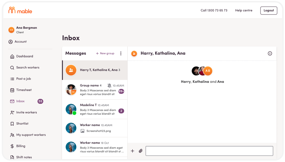 How to use Mable messaging features (Team Chat) – Find Local Support ...