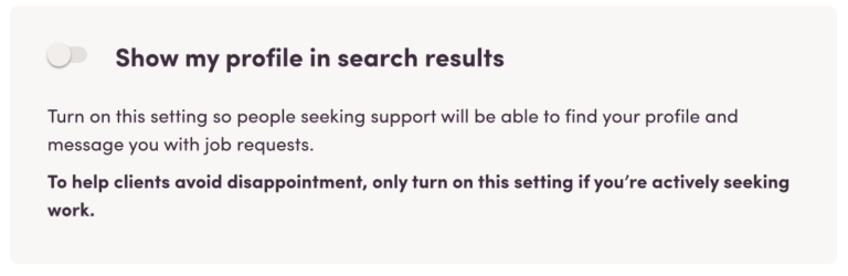 Set your profile visibility and job notifications on Mable